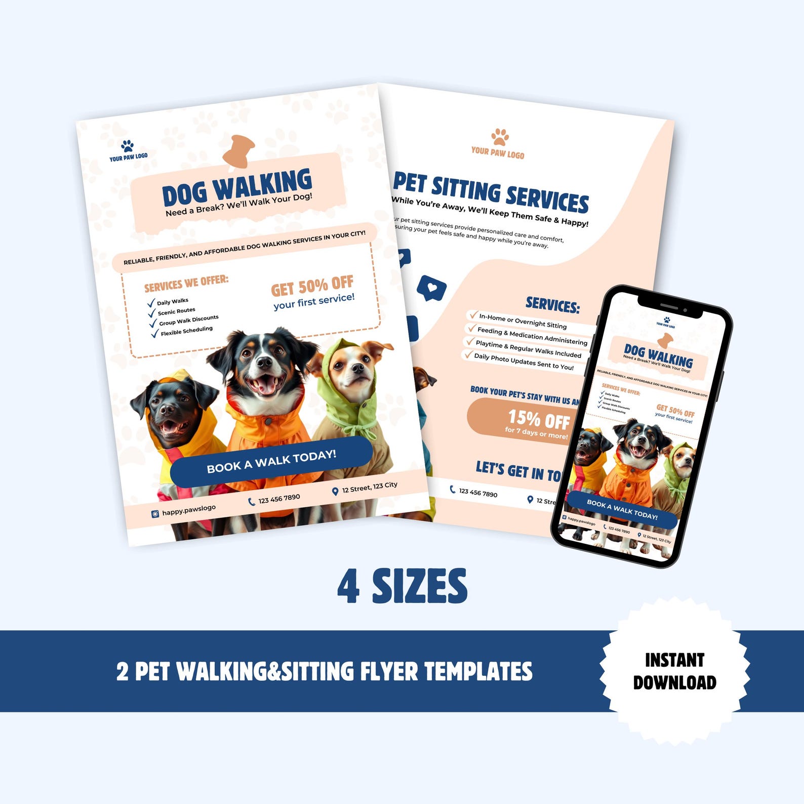 Dog Walker Flyer, Pet Walker Flyer, Pet Sitter Flyer, Dog Walker ...