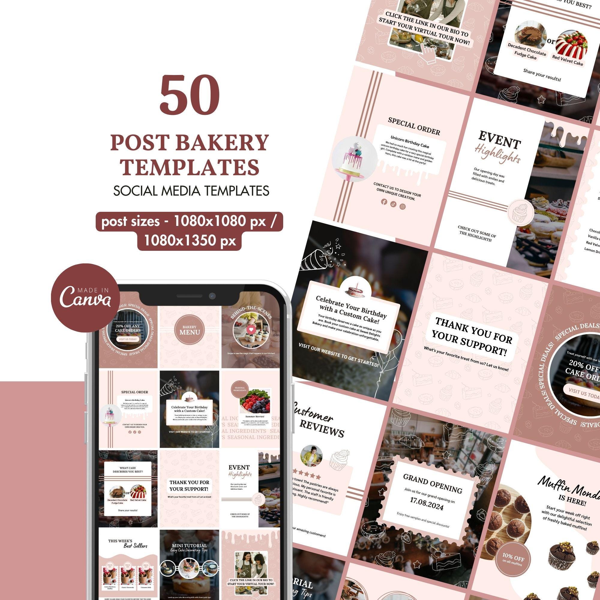 Bakery Instagram Templates, Bakery Post Template, Cake Business ...
