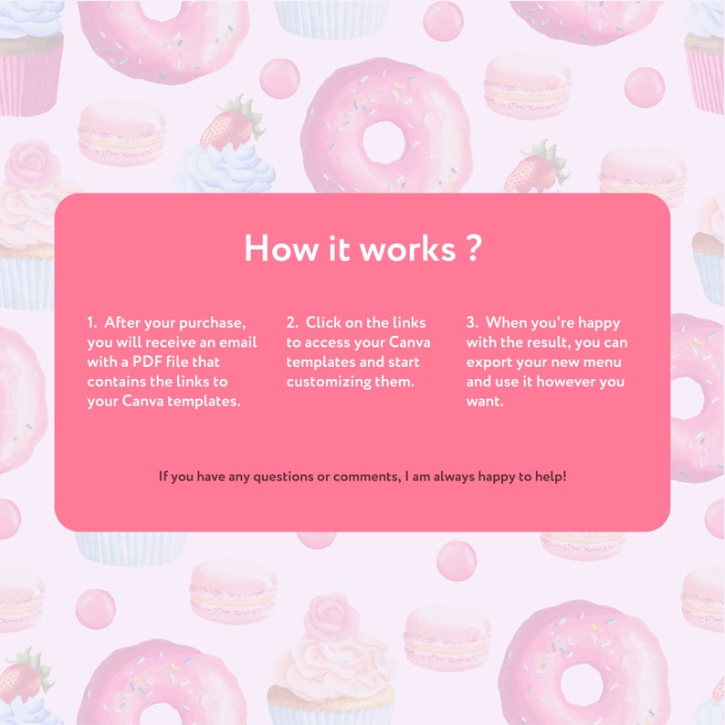 Editable Pink Bakery Menu Template, Cake Price List (canva) - Etsy