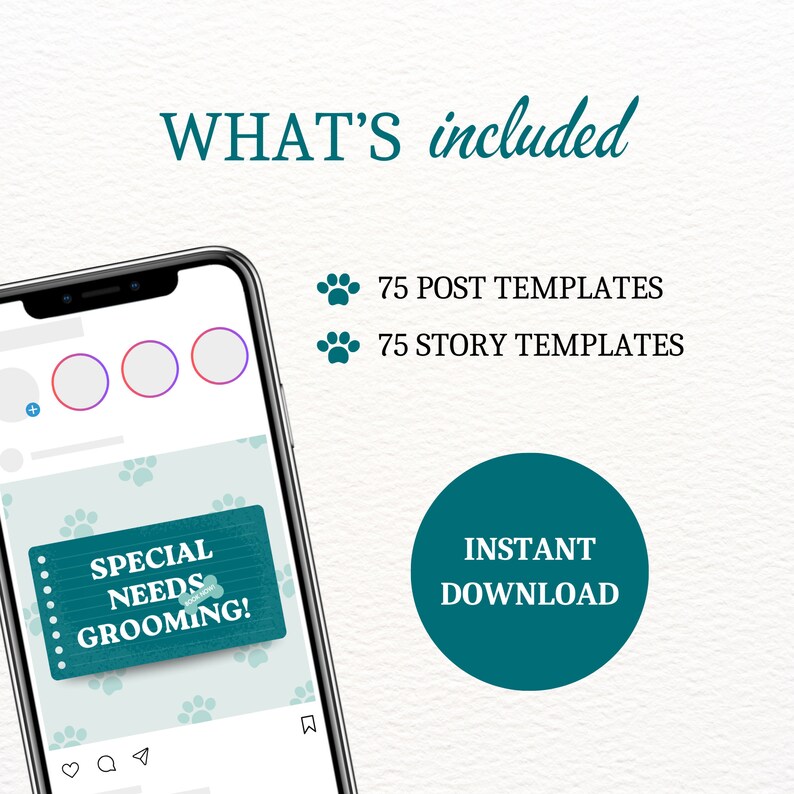 150 Pet Grooming Instagram Post and Story Templates, Dog Grooming ...