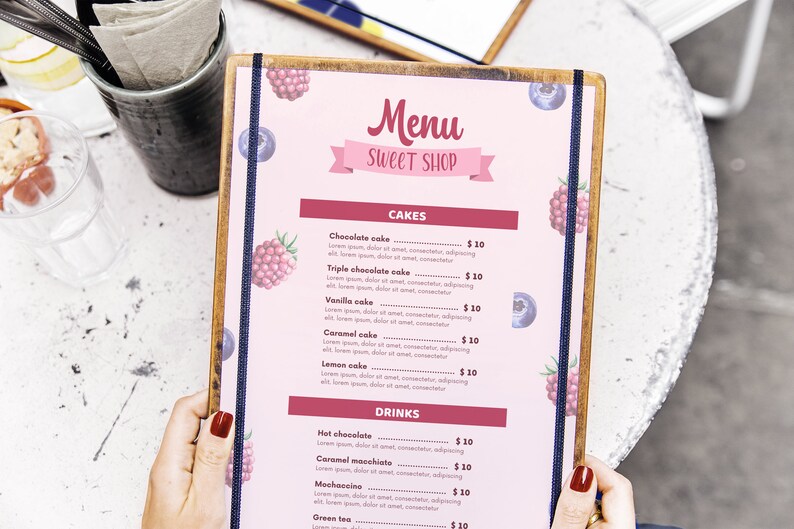 Pink Bakery Menu Template, Editable Cafe Price List (canva) - Etsy