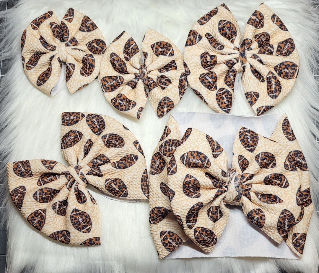 Football Hair Bows, Cheetah Football Hair Bows, Girl Hair Bows, Baby ...