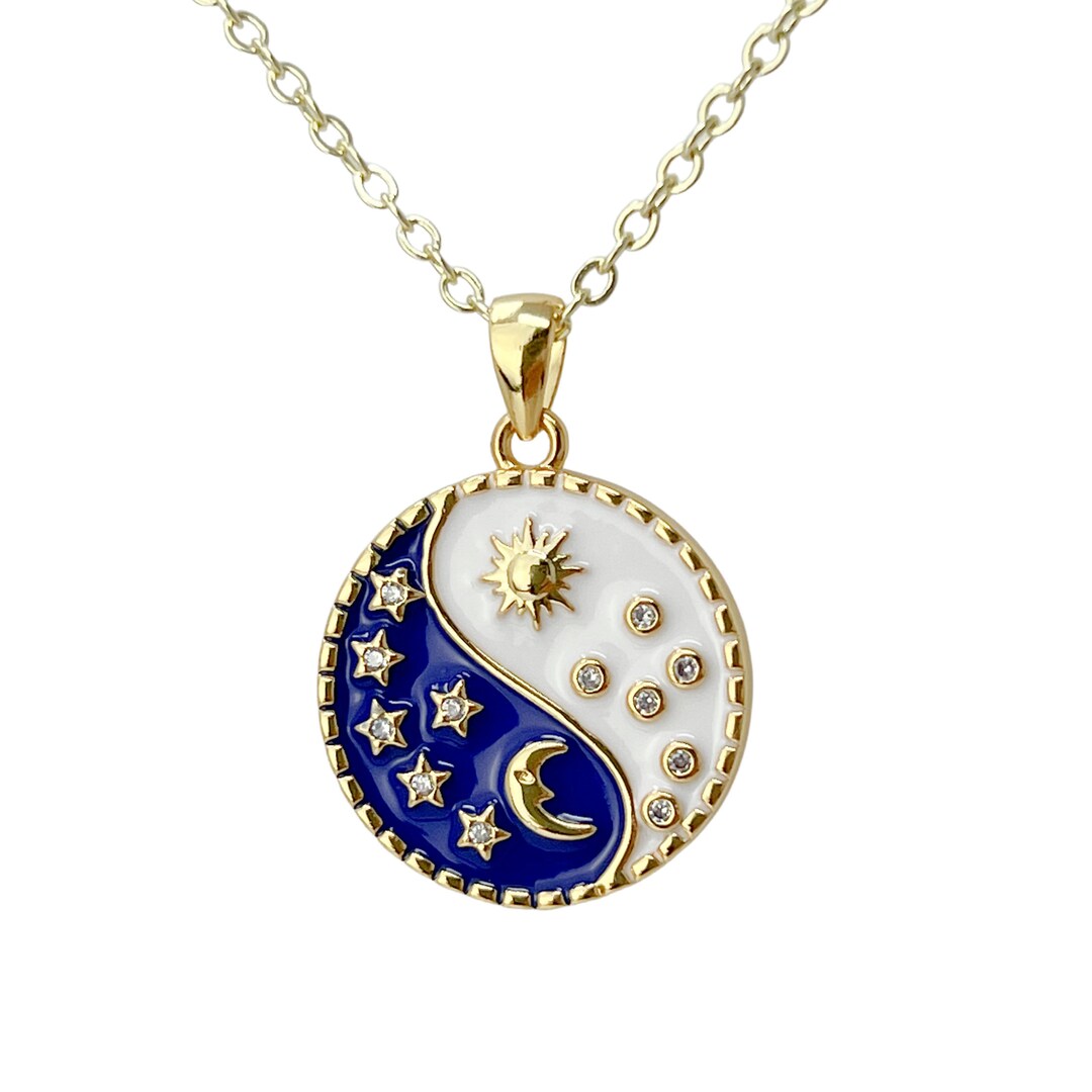 Ying Yang Necklace, Yin Yang Necklace, Gold Medallion Necklace ...