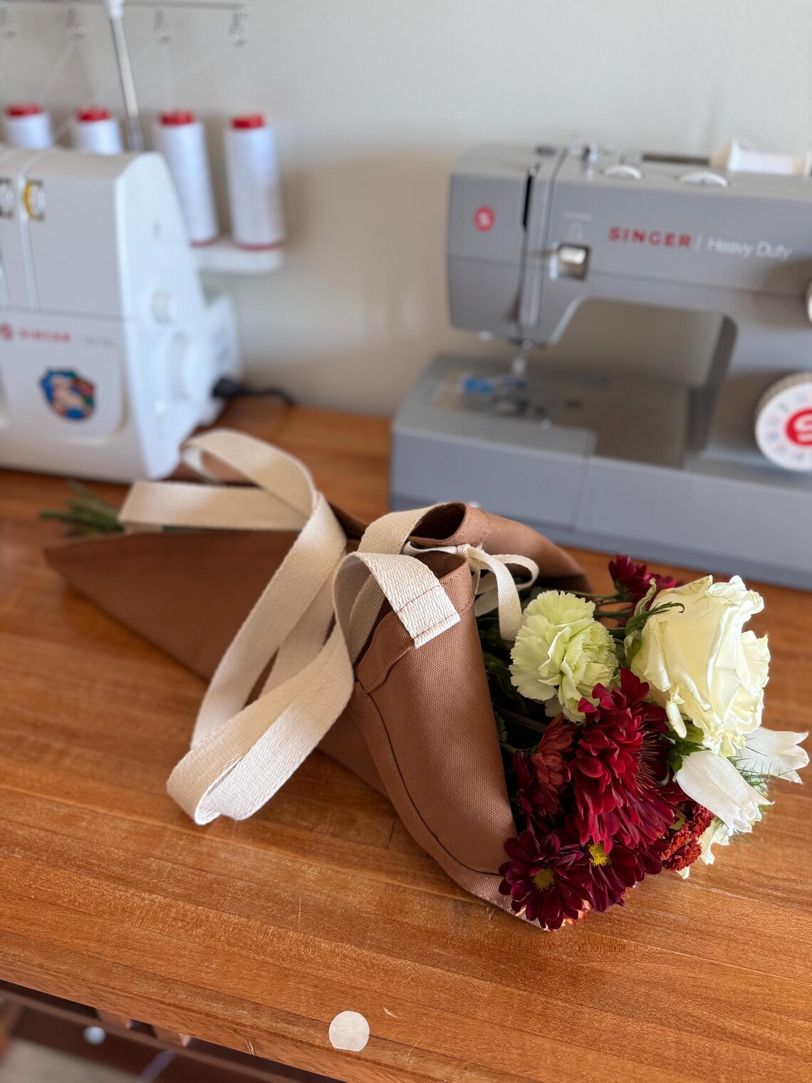 Fresh Cut Flower Tote, Lay Flat Flower Carrier With Pocket, Canvas Bag ...