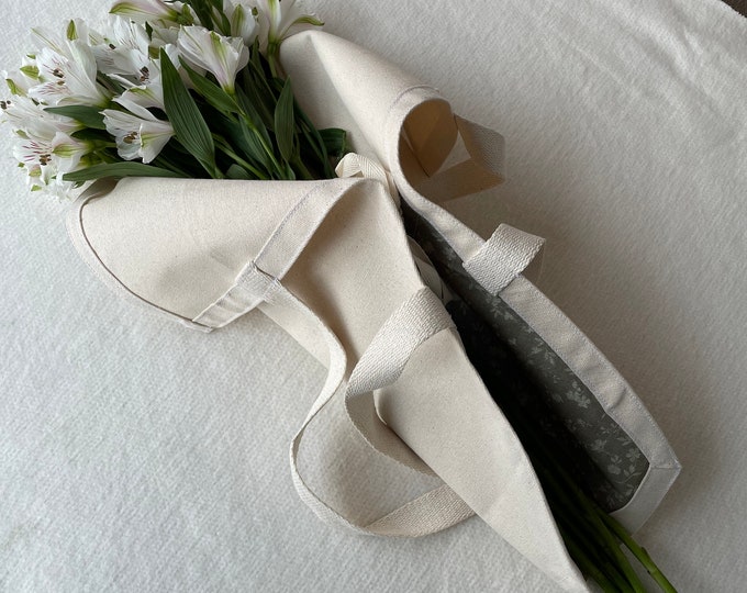 Fresh Cut Flower Tote, Lay Flat Flower Carrier With Pocket, Canvas Bag ...