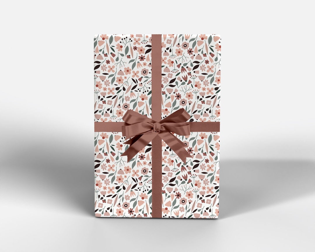 Wildflowers Birthday Wrapping Paper, Flower Meadow Wrapping Paper Gift ...