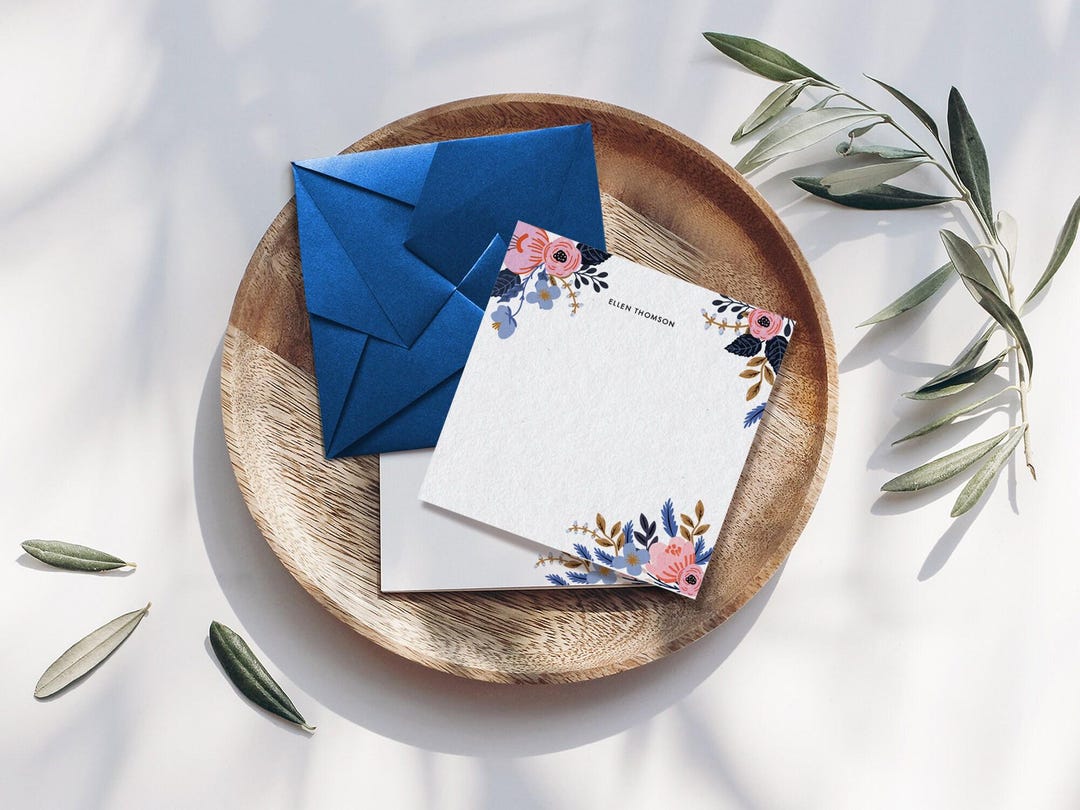 Origami Cards, Luxury Personalized Flat Card, Custom Stationery, Floral ...