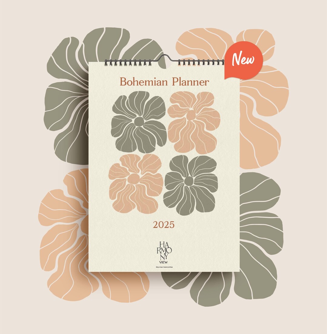 2025-2026 Bohemian Planner, 2025-2026 Boho Style Planner, A4 Calendar ...