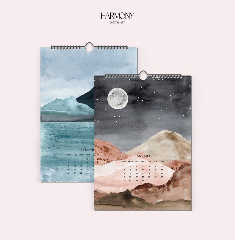 2024-2025 Watercolor Landscapes Calendar, Wall Calendar 2025, Landscape ...