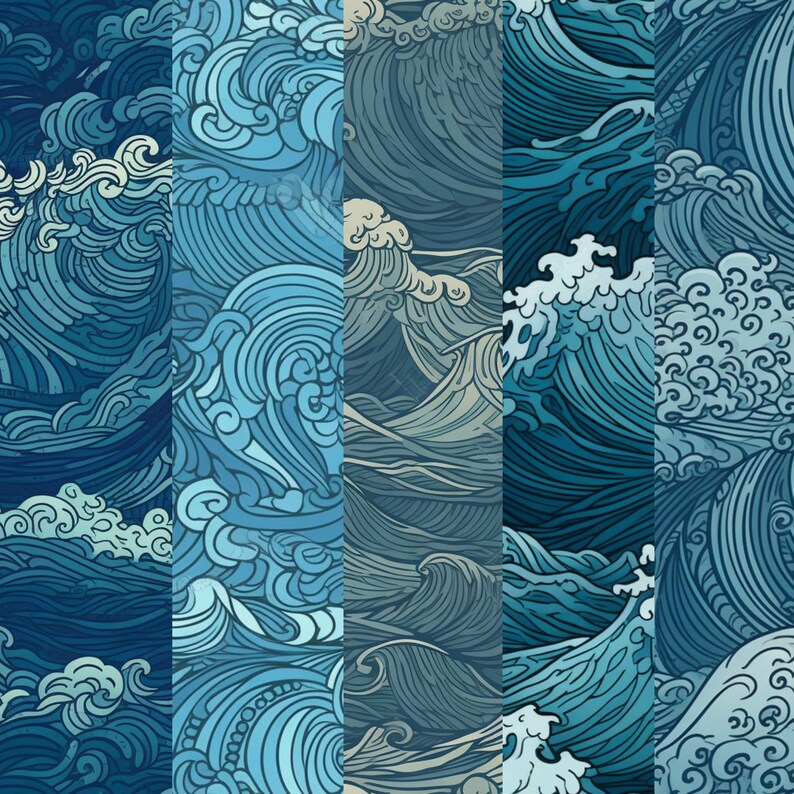 Digital Download - Ocean Waves Patterns - Etsy
