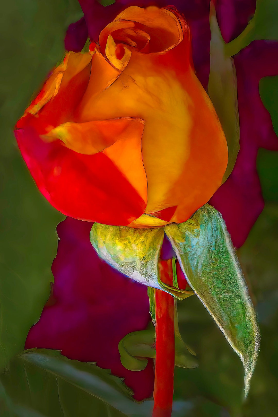 Colorful Rose Art Print Bright and Bold Rose Artwork Home Office Wall ...