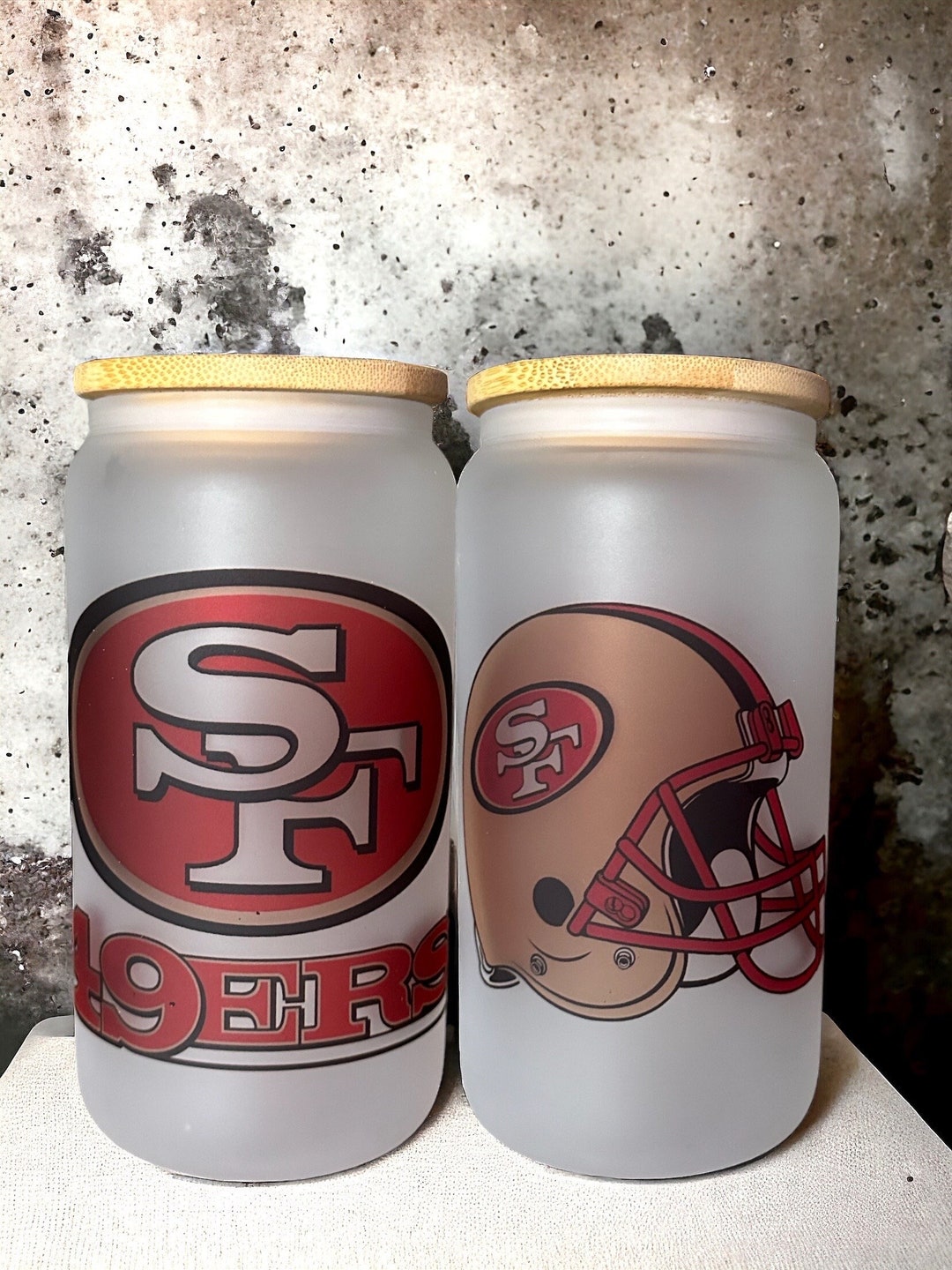 San Francisco 49ers Frosted Glass Can - Etsy