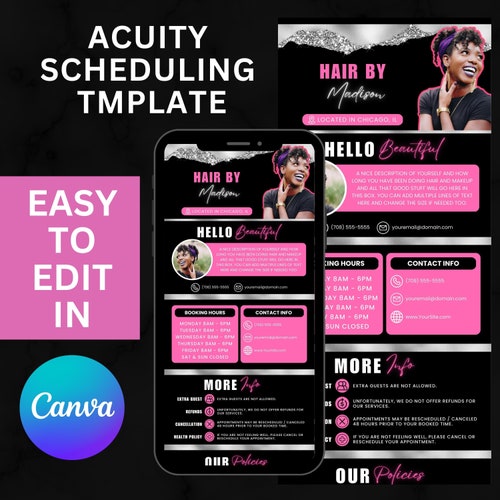 Acuity Booking Site Design Template for Lash Techs Hair - Etsy