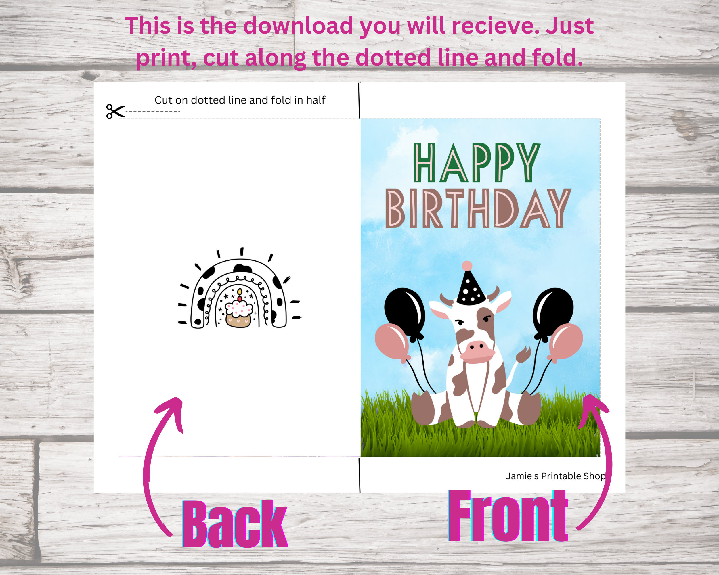 Birthday Card, Birthday Card, Cow, Birthday Cow With Balloons, Happy ...