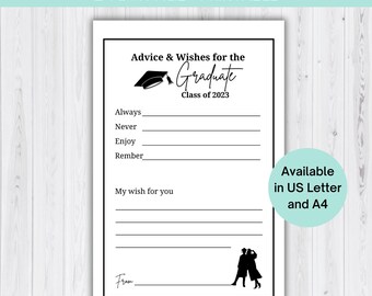 Advice and Well Wishes for the Graduate Sign and Cards, Printable ...