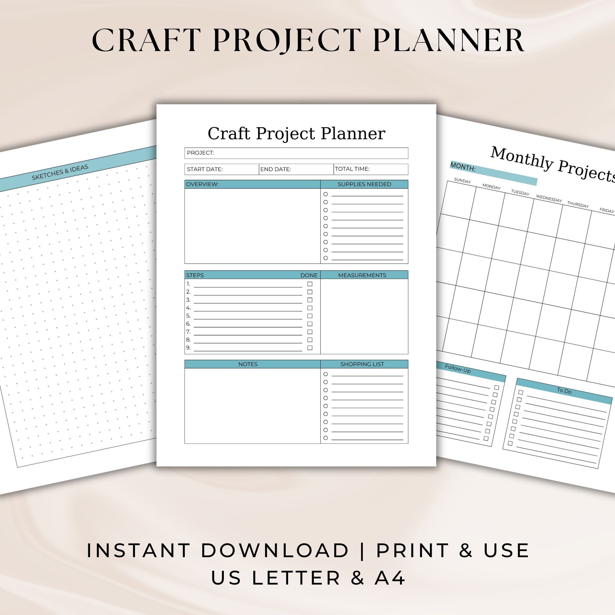 Craft Project Planner, Craft Organization Binder, Printable, US Letter ...