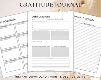 Gratitude Journal Printable; Template; Mindfulness; Self Care Log ...