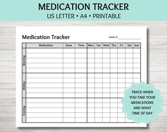 Medication Tracker Daily & Weekly Medication Log Medication List ...