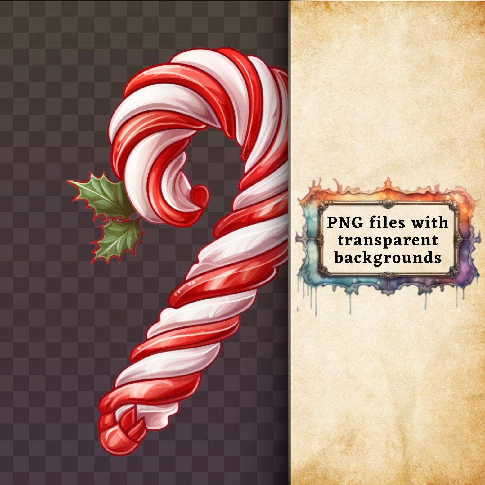 Festive Candy Cane Clipart Bundle: PNG & SVG Holiday Candy Cane Clipart ...