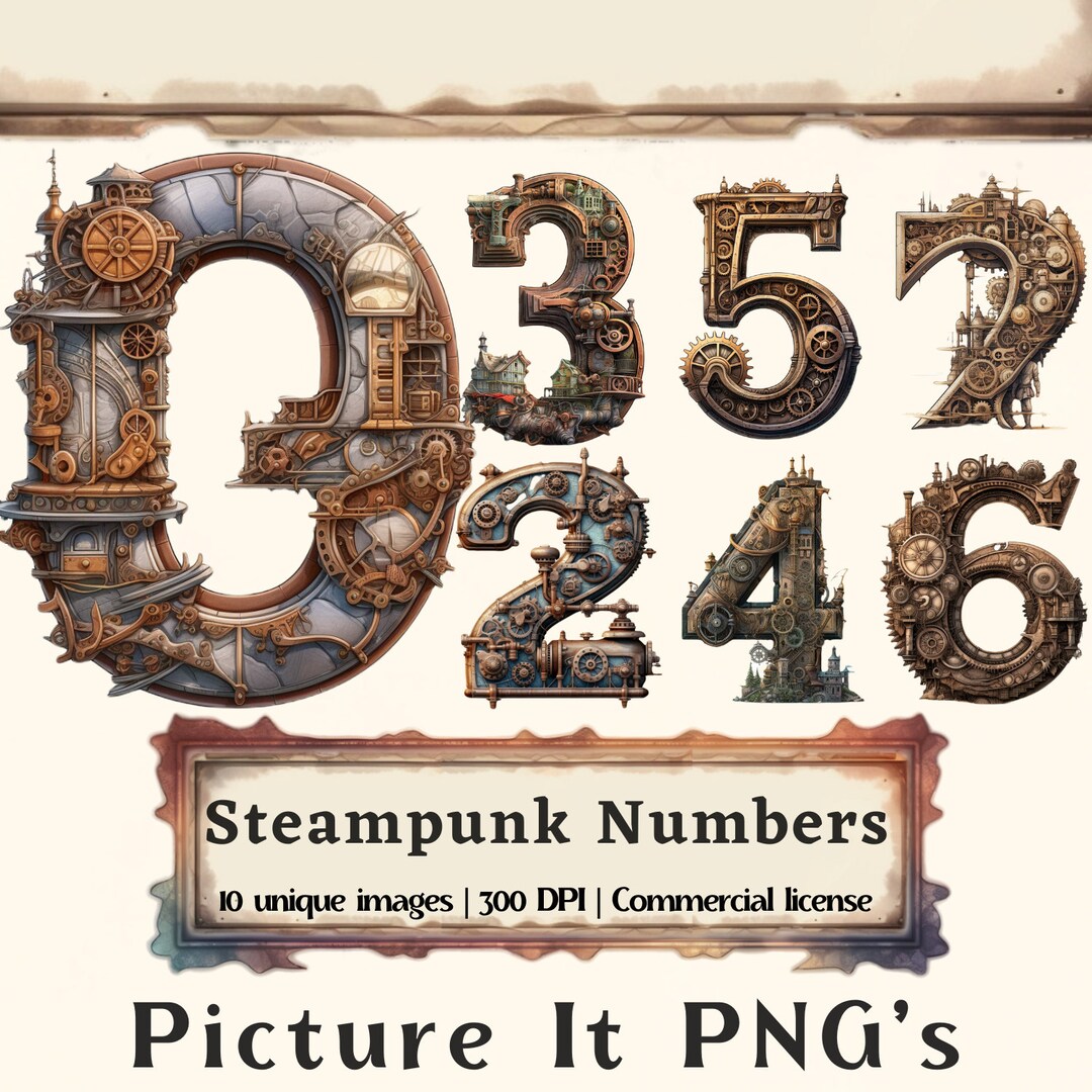 Steampunk Numbers clipart bundel: letters en cijfers clipart - Etsy ...