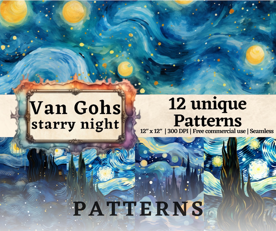 Van Goh's Starry Night Pattern Digital Paper Van Goh Art - Etsy