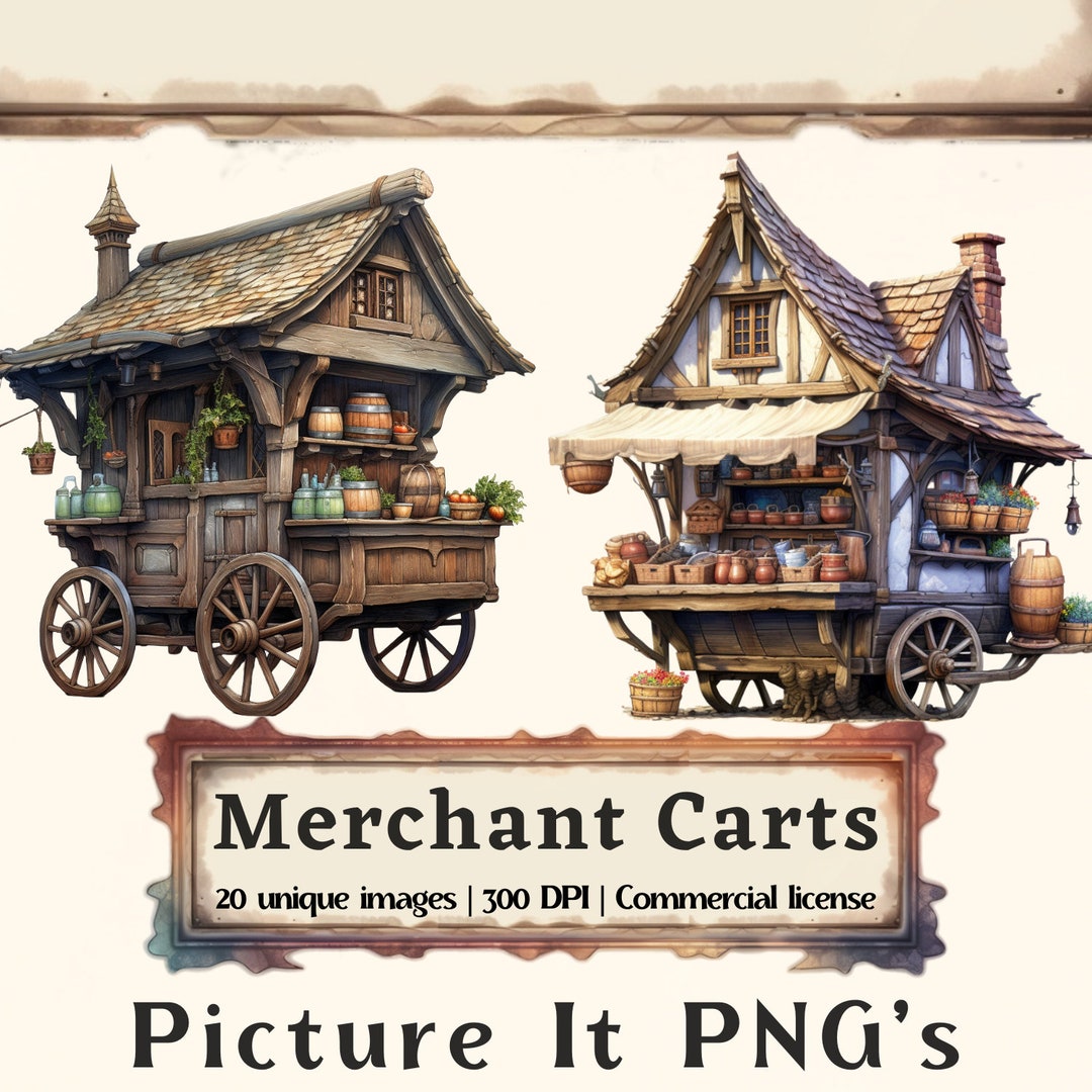 Merchant Cart Clipart Bundle Bazaar Cart Clipart Commercial - Etsy