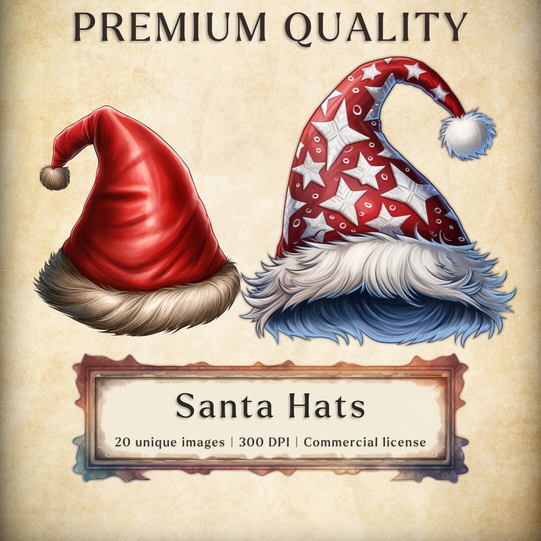 Festive Santa Hat Clipart Bundle: PNG & SVG Holiday Santa Hat Clipart ...