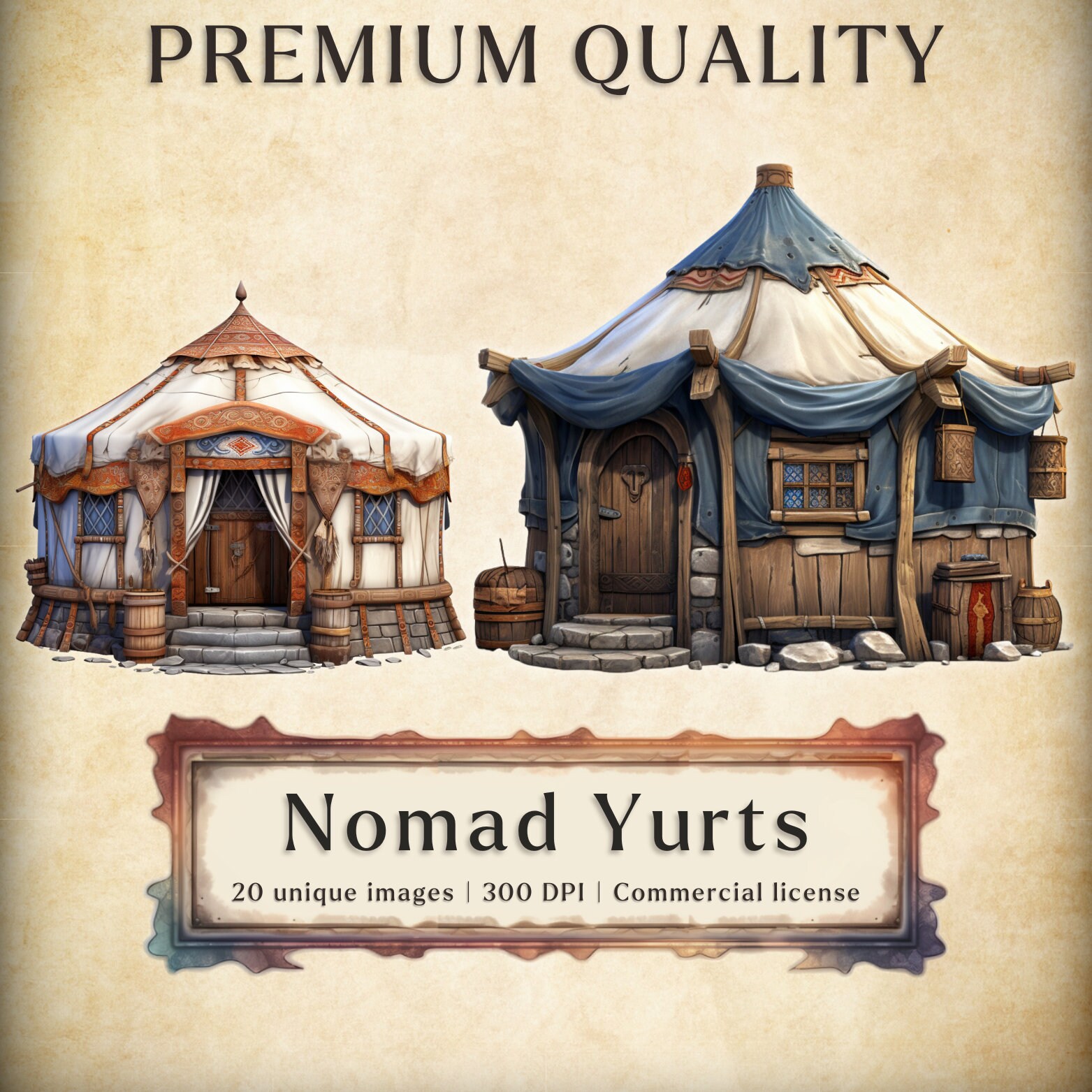 Nomadic Yurt Clipart Bundle: PNG & SVG Traditional Yurt Clipart ...