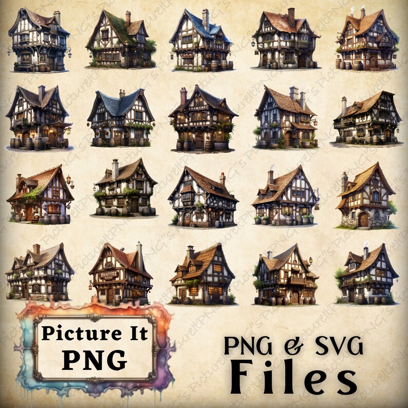 Mystical Tavern Clipart Bundle: PNG & SVG Medieval Tavern Clipart ...