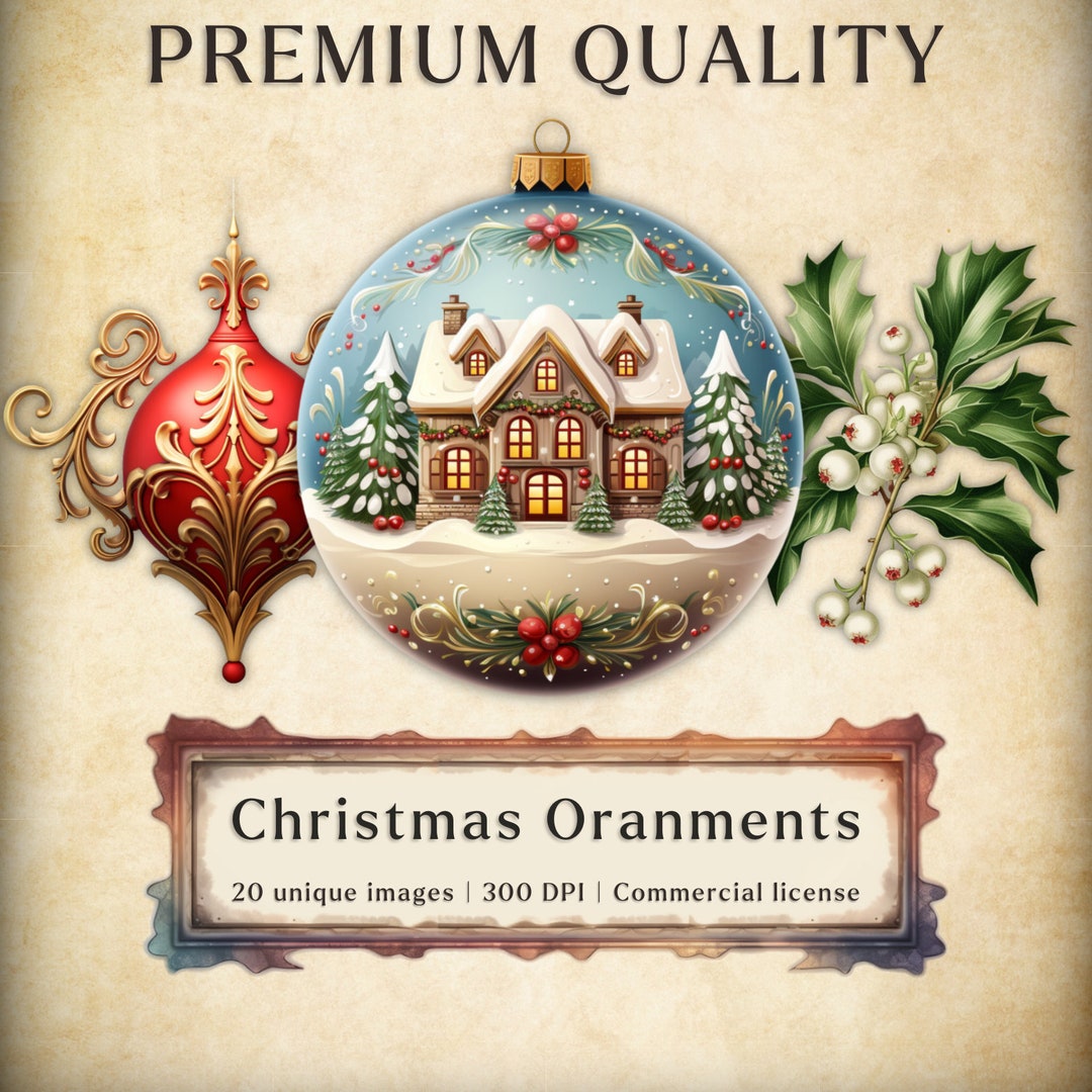 Festive Christmas Ornament Clipart Bundle: PNG & SVG Holiday Ornament ...