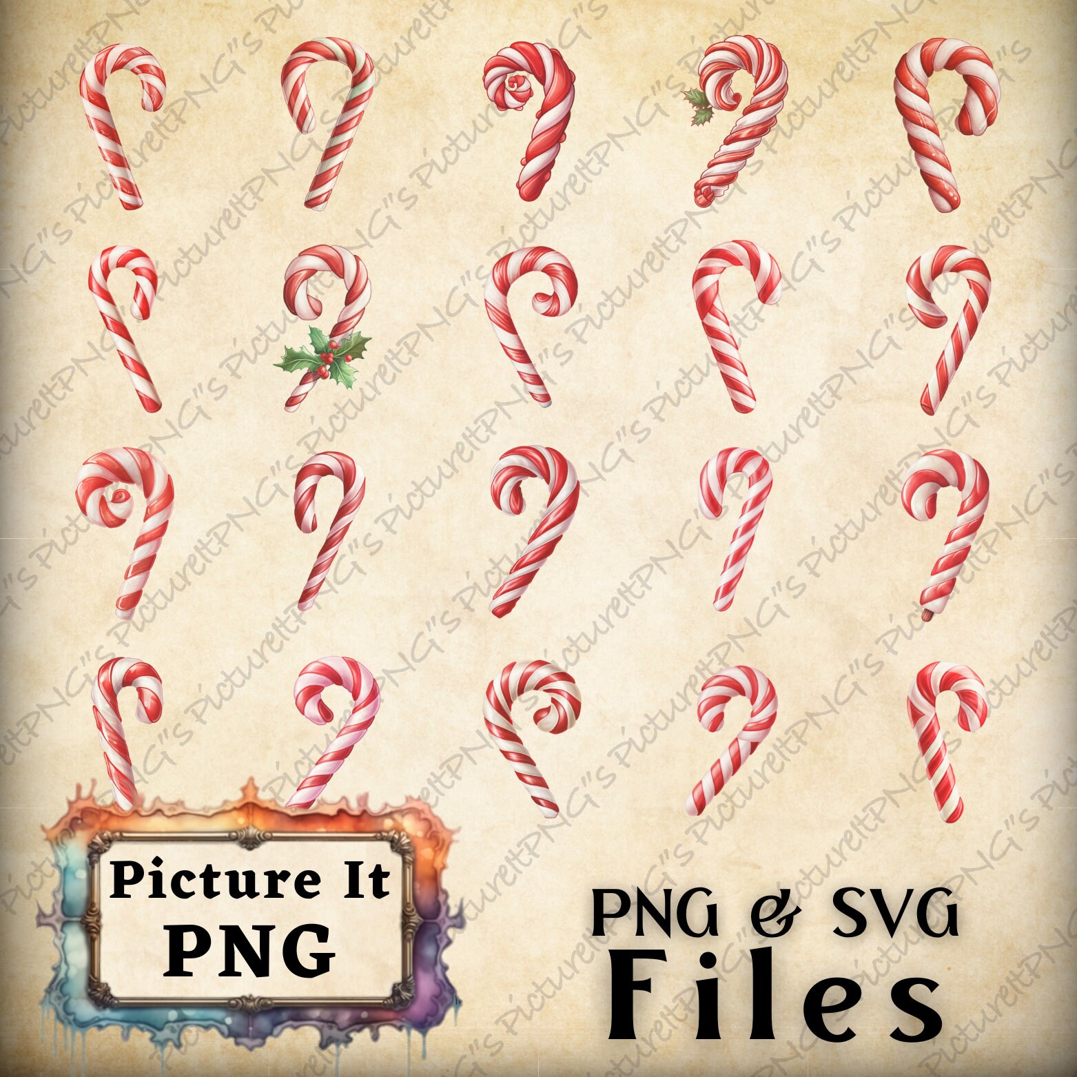 Festive Candy Cane Clipart Bundle: PNG & SVG Holiday Candy Cane Clipart ...