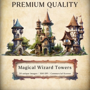 Enchanted Wizard Tower Clipart Bundle: PNG & SVG Magical Wizard Towers ...