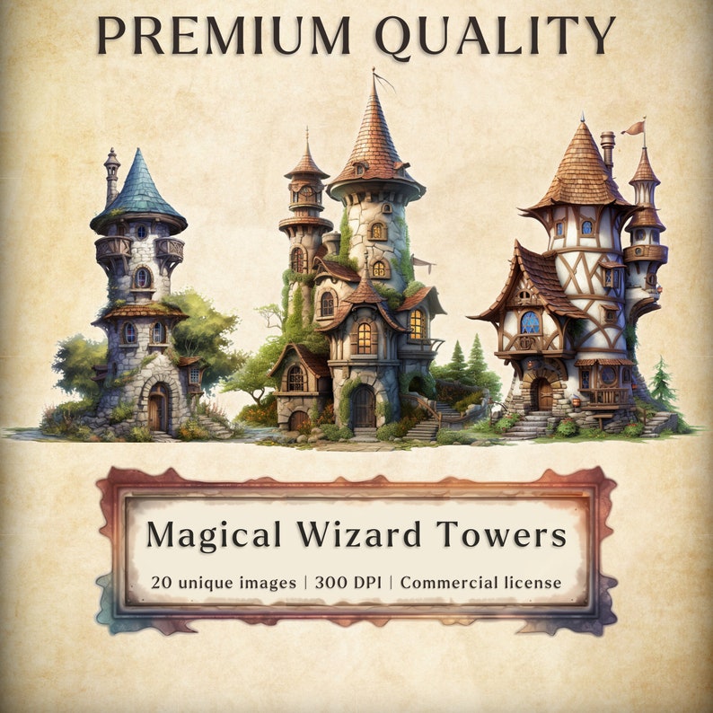 Enchanted Wizard Tower Clipart Bundle: PNG & SVG Magical Wizard Towers ...