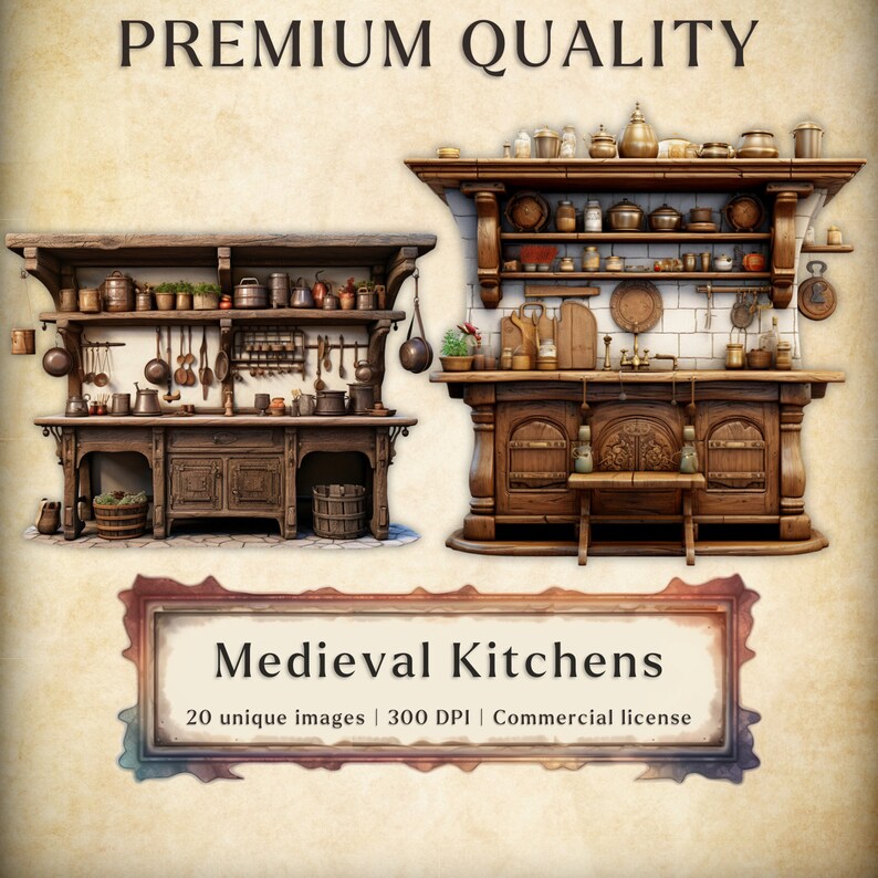 Medieval Kitchen Clipart Bundle: PNG & SVG Kitchen Clipart Rustic ...