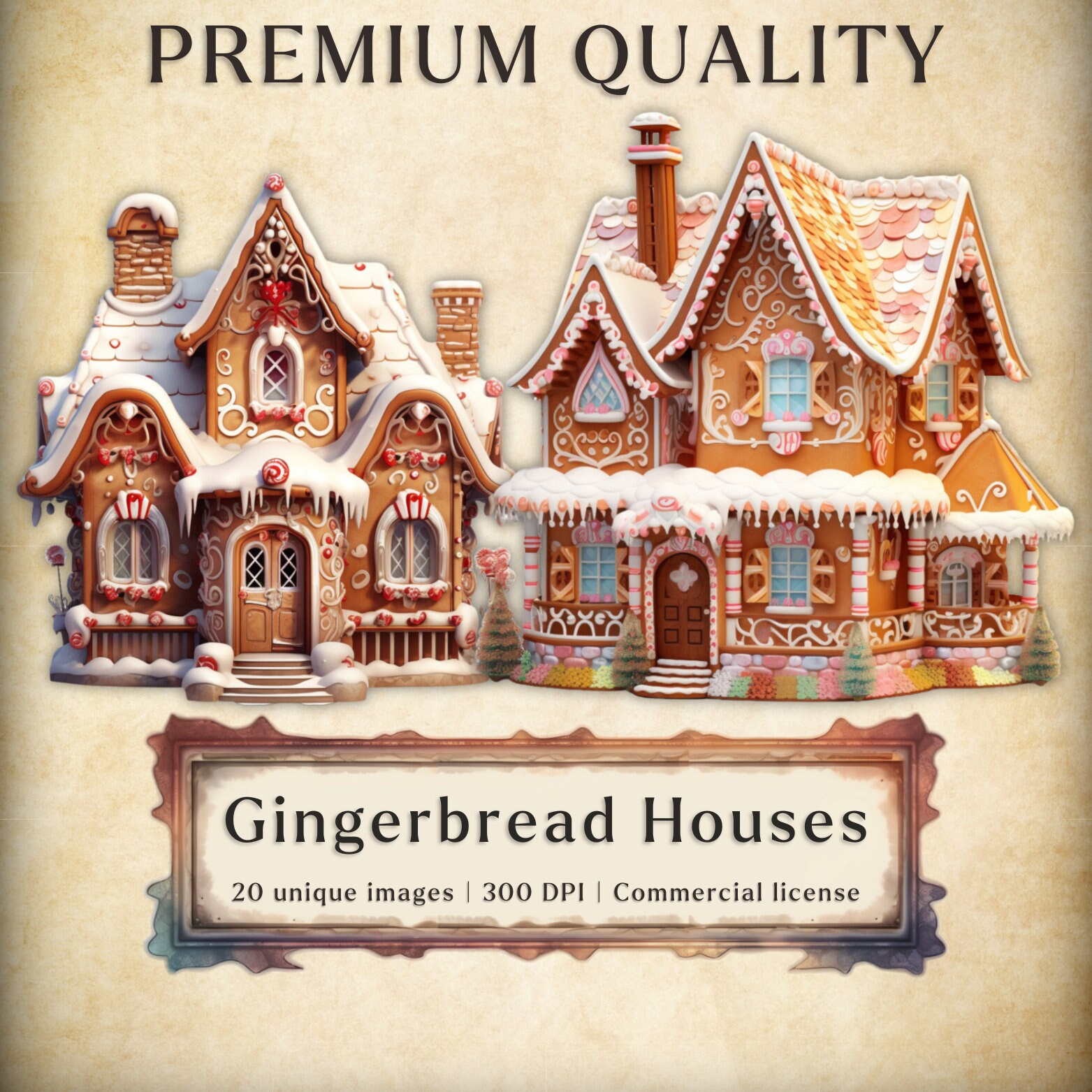 Festive Gingerbread House Clipart Bundle: PNG & SVG Holiday Gingerbread ...