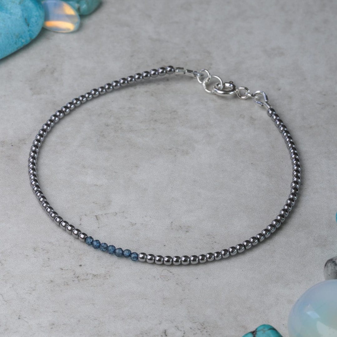 December Birthstone Bracelet for Men, Genuine London Blue Topaz and ...