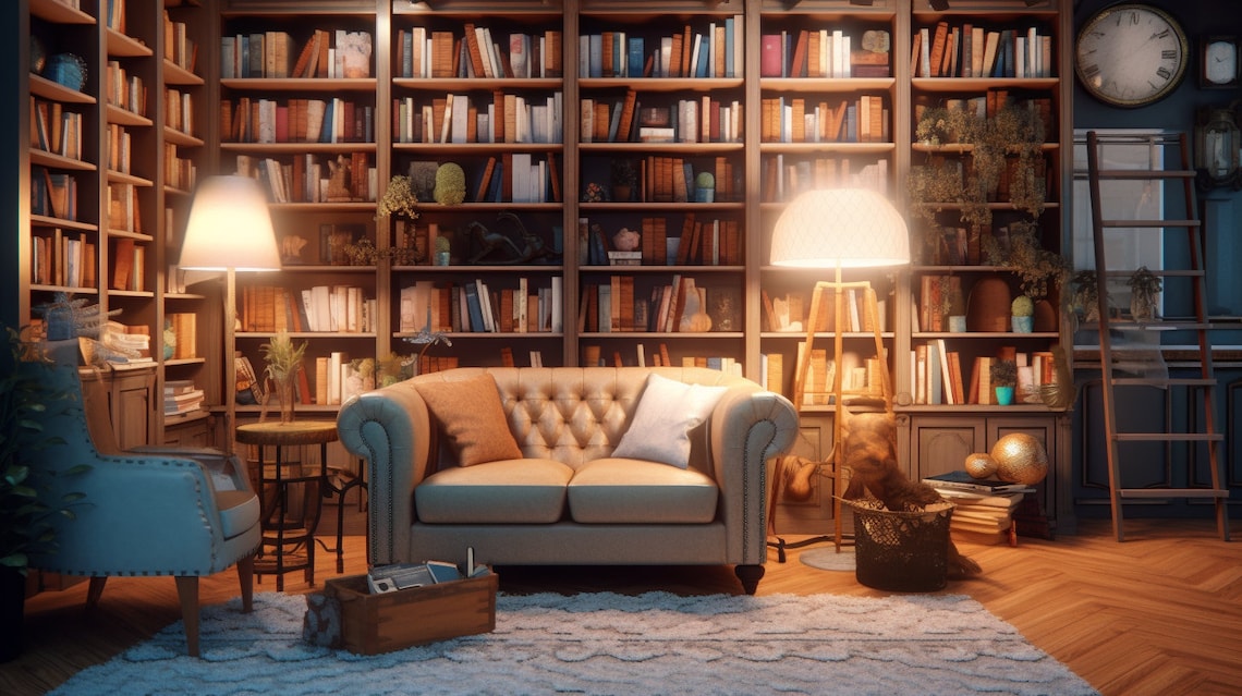 Zoom/teams Background Bookshelf Library Filled With Books - Etsy