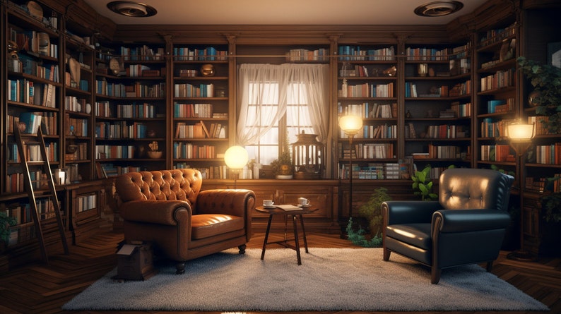 Bookshelf Zoom/teams Background Library Filled With Books - Etsy