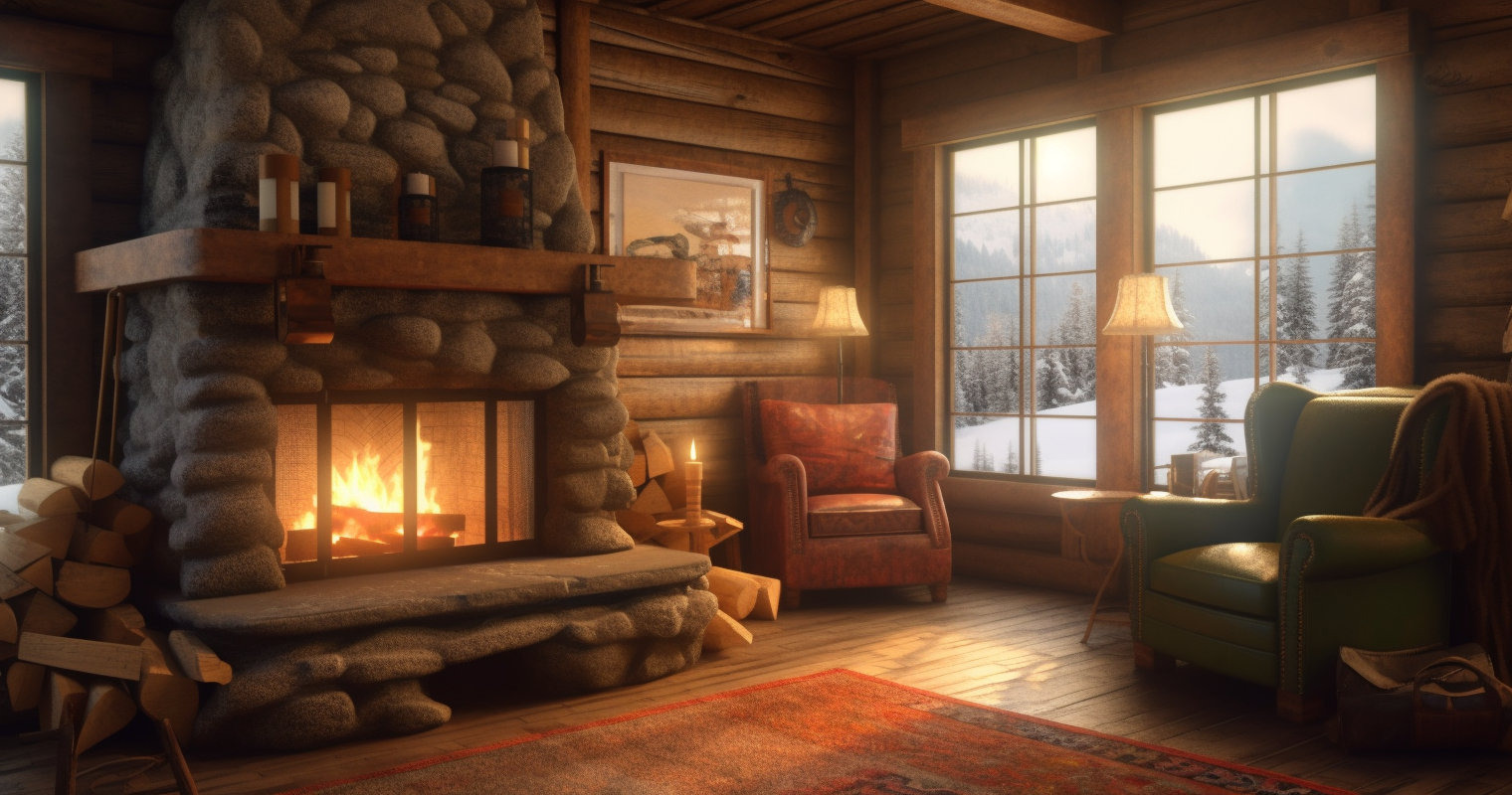 Mountain Cabin Bliss: Cozy Retreat With Roaring Fire Zoom/teams Background - Etsy