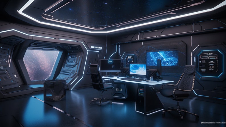 Space Station Office: Futuristic Zoom/teams Background Explore the ...
