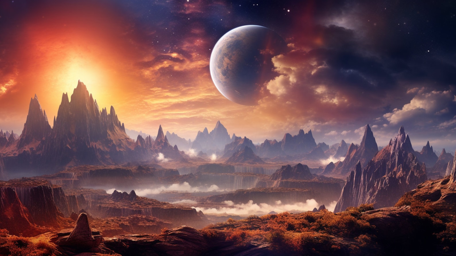 Space Planet Scene Zoom or Teams Background, Futuristic Planet Zoom ...