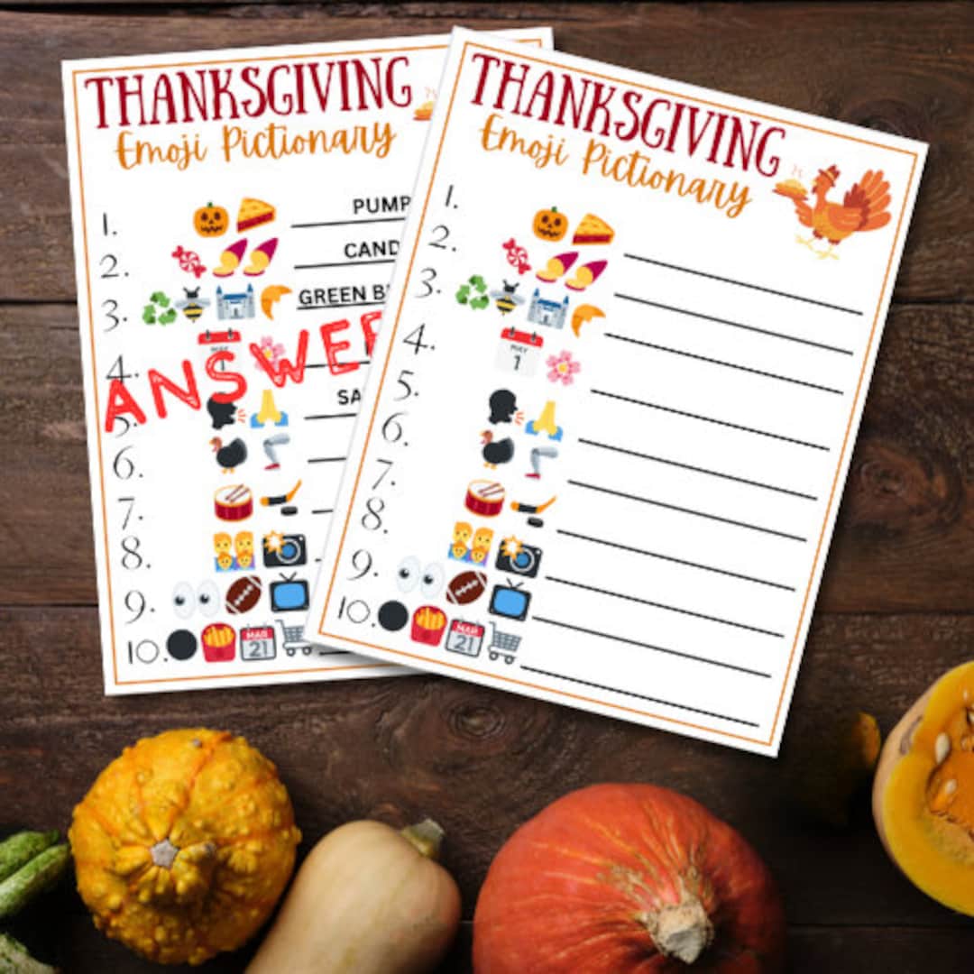 Thanksgiving Emoji Pictionary - Etsy