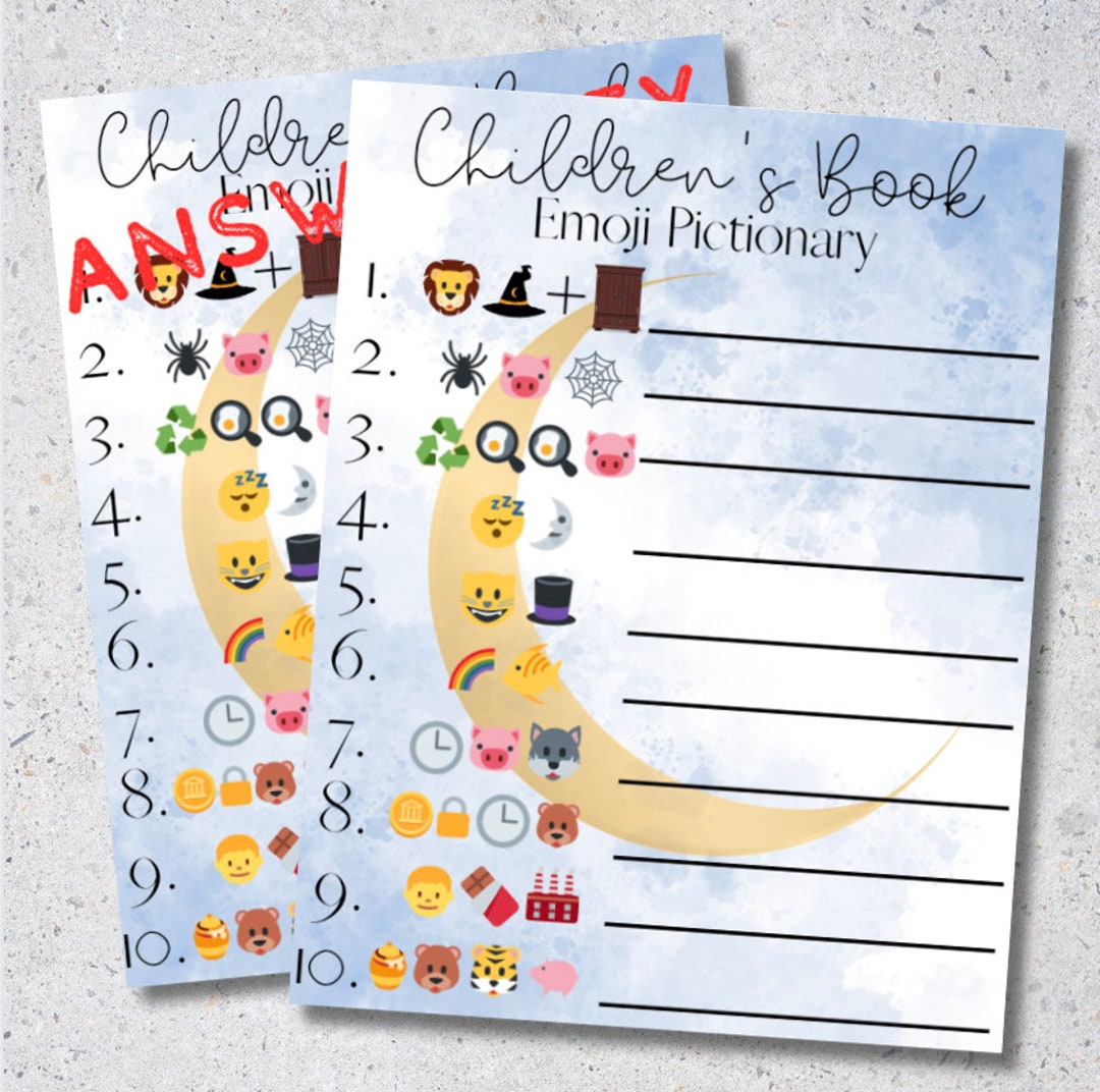 Children's Book Emoji Pictionary Over the Moon Baby Shower Game - Etsy