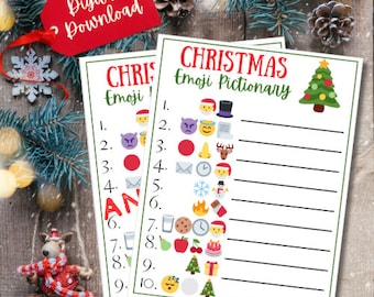 Christmas Emoji Pictionary Quiz Printable, Emoji Puzzle, Christmas ...