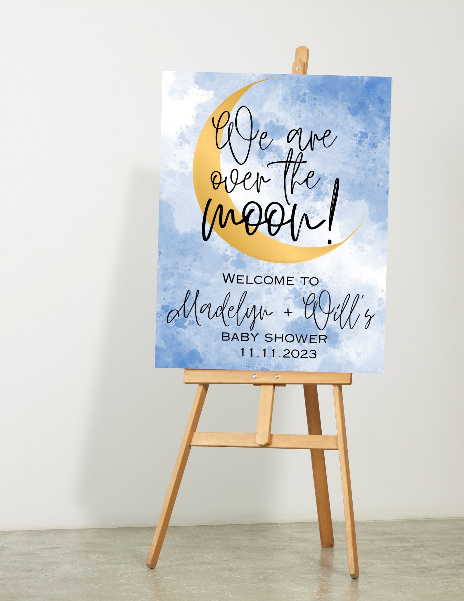 Editable Over the Moon Baby Shower Welcome Sign - Etsy