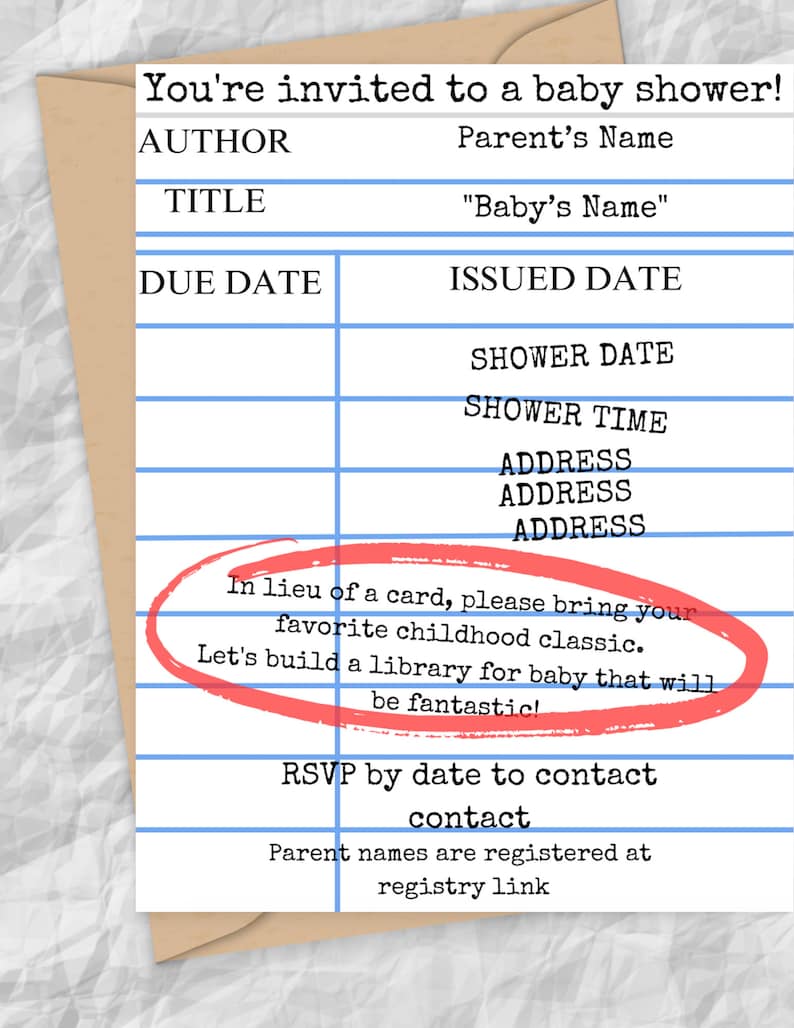 Editable Library Theme Baby Shower Invitation - Etsy