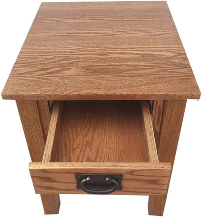 End Table With Storage Drawer and Nightstand, Handmade All Oak Wooden ...