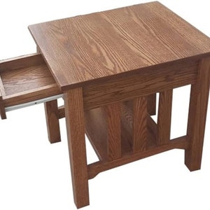 End Table With Storage Drawer and Nightstand, Handmade All Oak Wooden ...