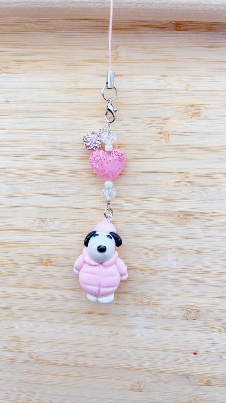 Snoopy Puffer Jacket Charm | Handmade Polymer Clay Keychain | Pastel ...