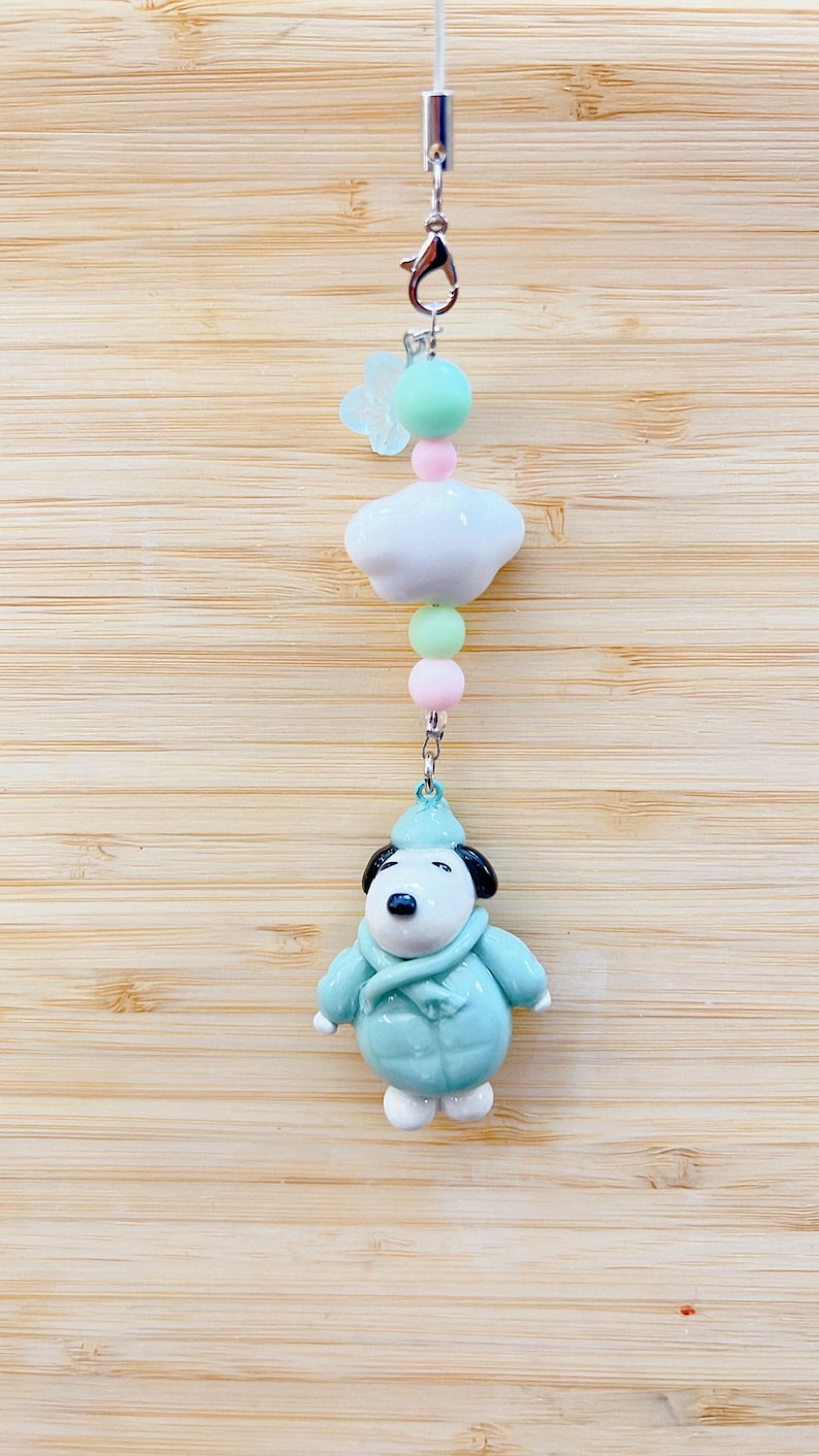 Snoopy Puffer Jacket Charm | Handmade Polymer Clay Keychain | Pastel ...